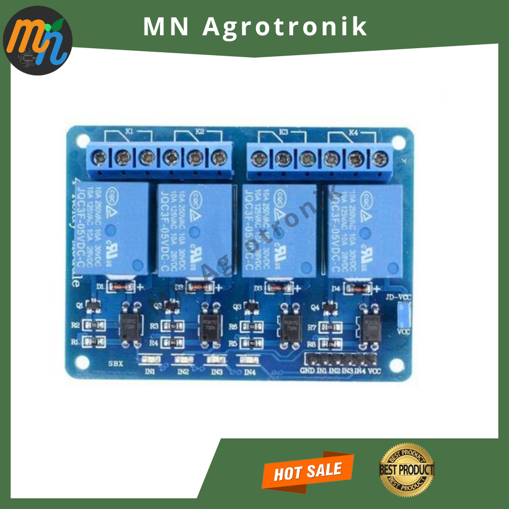 Jual MODUL RELAY 5V 4 CHANNEL OUTPUT 250VAC 30VDC 10A WITH OPTOCUPLER ...
