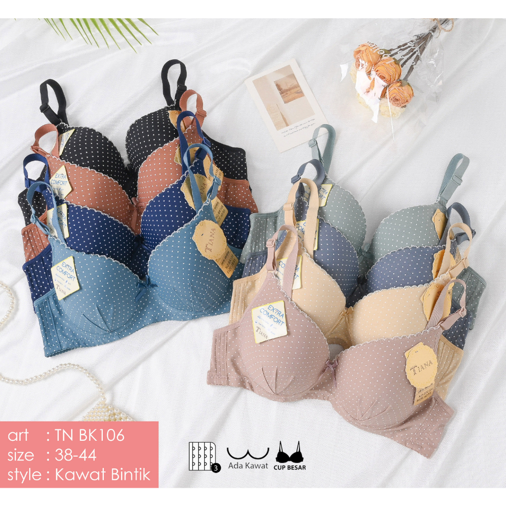 Jual BH Tiana BK106 Uk 38-44 KAWAT Cup C Kait 3 Busa Sedang | Shopee Indonesia