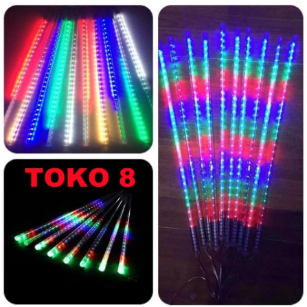 Jual lampu meteor led isi 10pce batang/50cm /jatuh rain snow taman hias ...