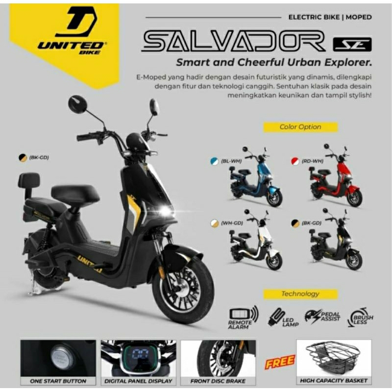 Jual Sepeda motor listrik UNITED SALVADOR SE 500 watt electric e bike ...