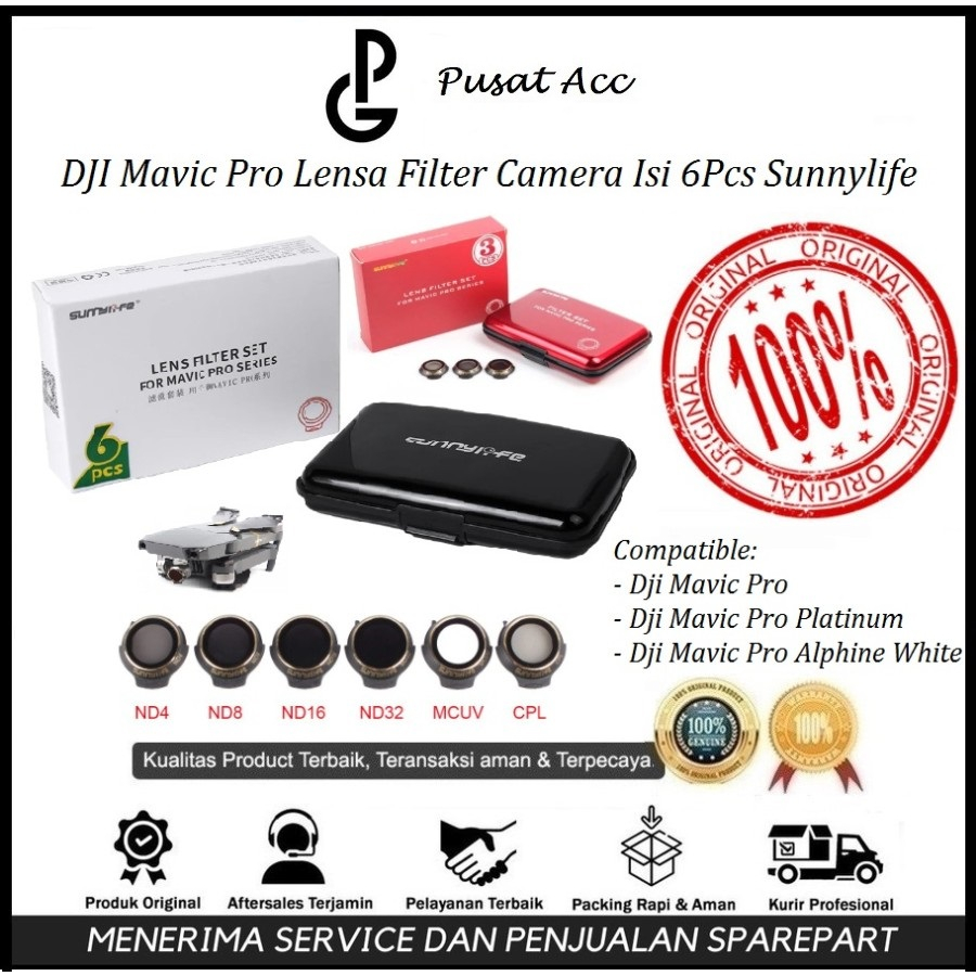 Jual DJI Mavic Pro Lensa Filter Camera isi 6Pcs MCUV/CPL/ND4/ND8/ND16 ...