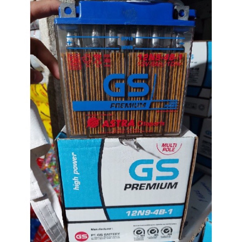 Jual AKI BASAH BATERAI GS ASTRA THUNDER125 12N9-4B-1(SERI5) | Shopee ...