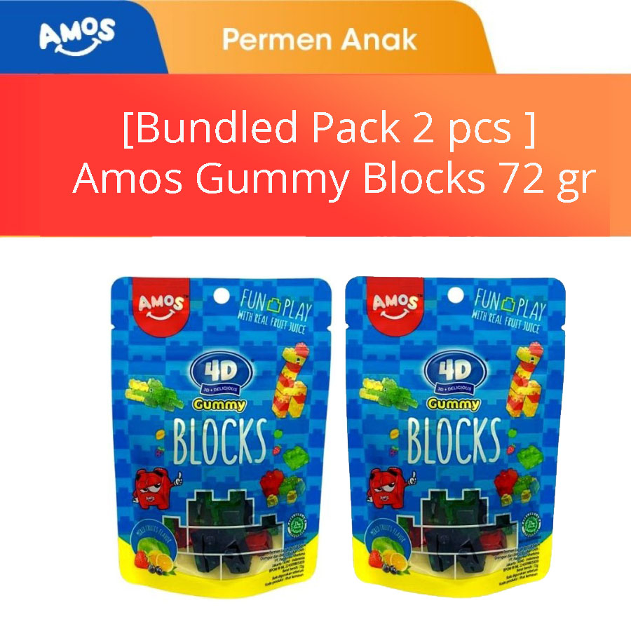 Jual [Bundled Pack 2 pcs ] Amos Gummy Blocks 72 gr | Shopee Indonesia