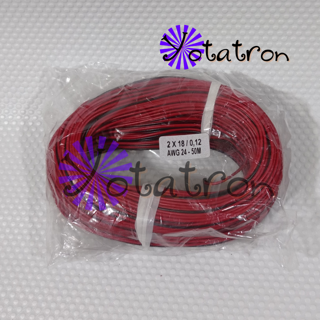 Jual Kabel Serabut 2x18 50M Per Rol AWG24 Kabel Listrik 24AWG Merah Hitam AWG 24 Tembaga Asli ...