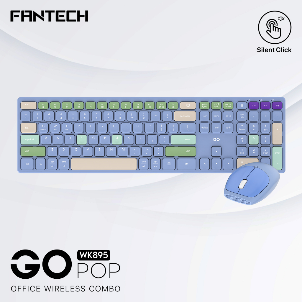 Jual Keyboard Mouse Combo Wireless Fantech WK895 GO POP Office Silent Click | Shopee Indonesia