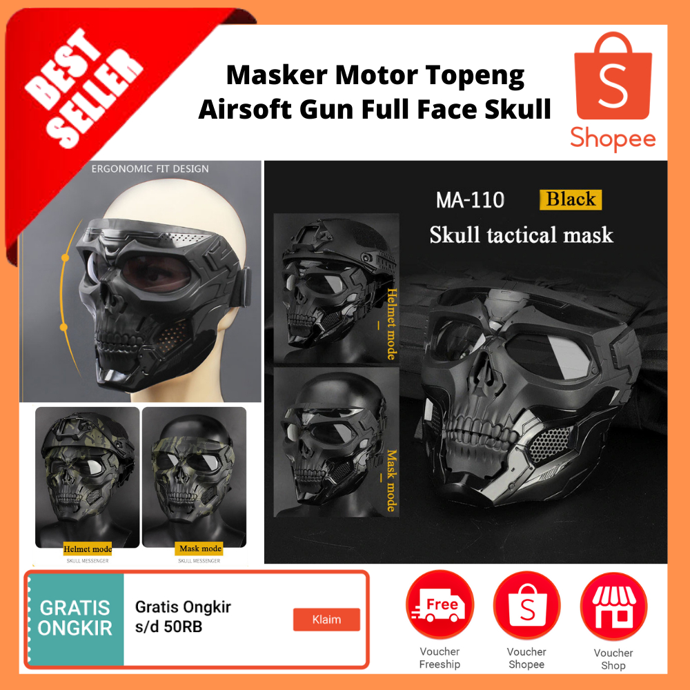 Jual Masker Motor Topeng Full Face Skull / Kacamata Sepeda Motor Helm ...