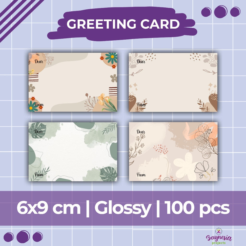Jual GLOSSY & TEBAL!!! [1 PACK = 100 PCS] Kartu Ucapan Kosong 6x9 cm ...