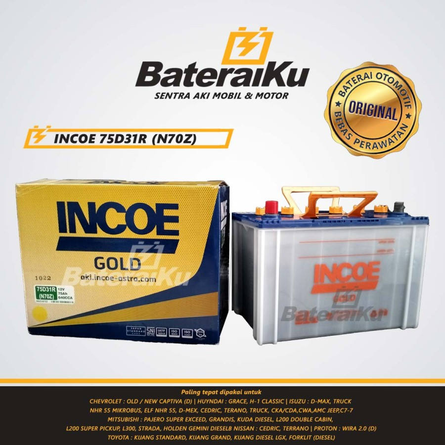 Jual Aki Mobil INCOE GOLD N70Z Untuk L300, Hiace, Kuda, dll | Shopee ...