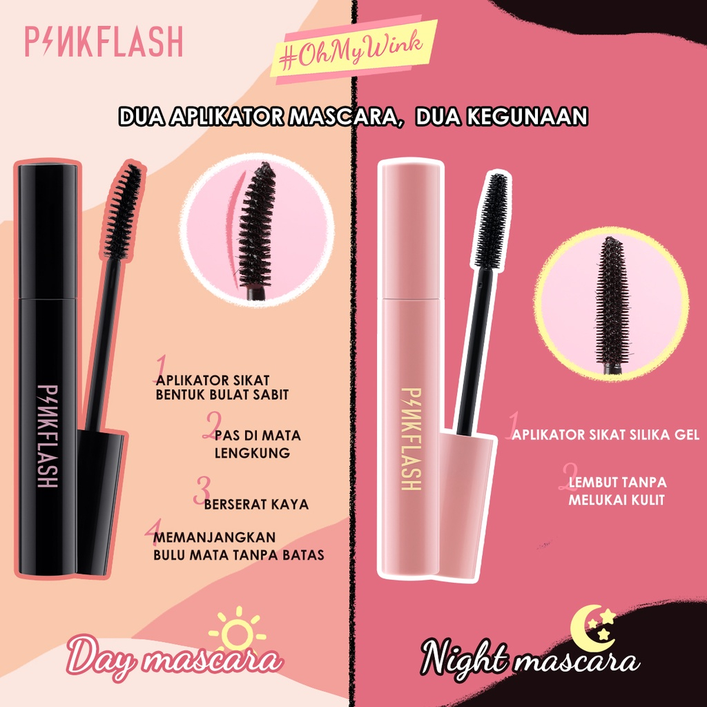 Jual Pinkflash Oilproof Curl Mascara | Day Mascara | Night Mascara ...