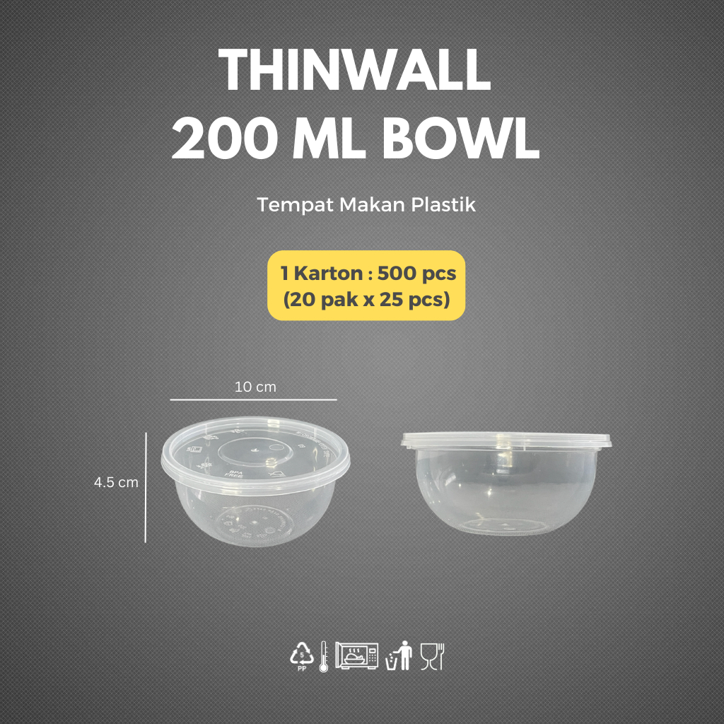 Jual Thinwall 200 Ml Bowl Kotak Makan Plastik 200 Ml Food Container