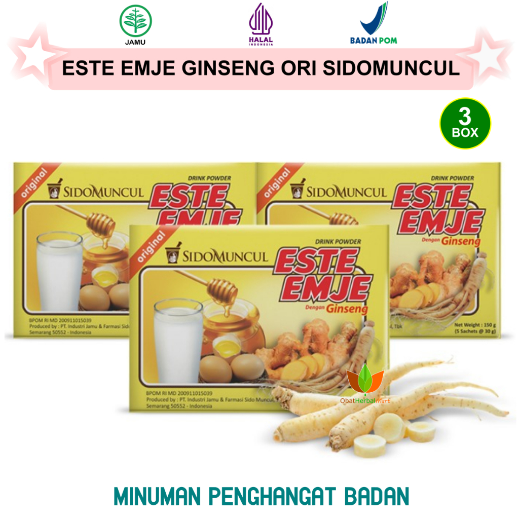 Jual 3 BOX ISI 15 SACHET ESTE EMJE ORIGINAL SIDOMUNCUL MINUMAN ...