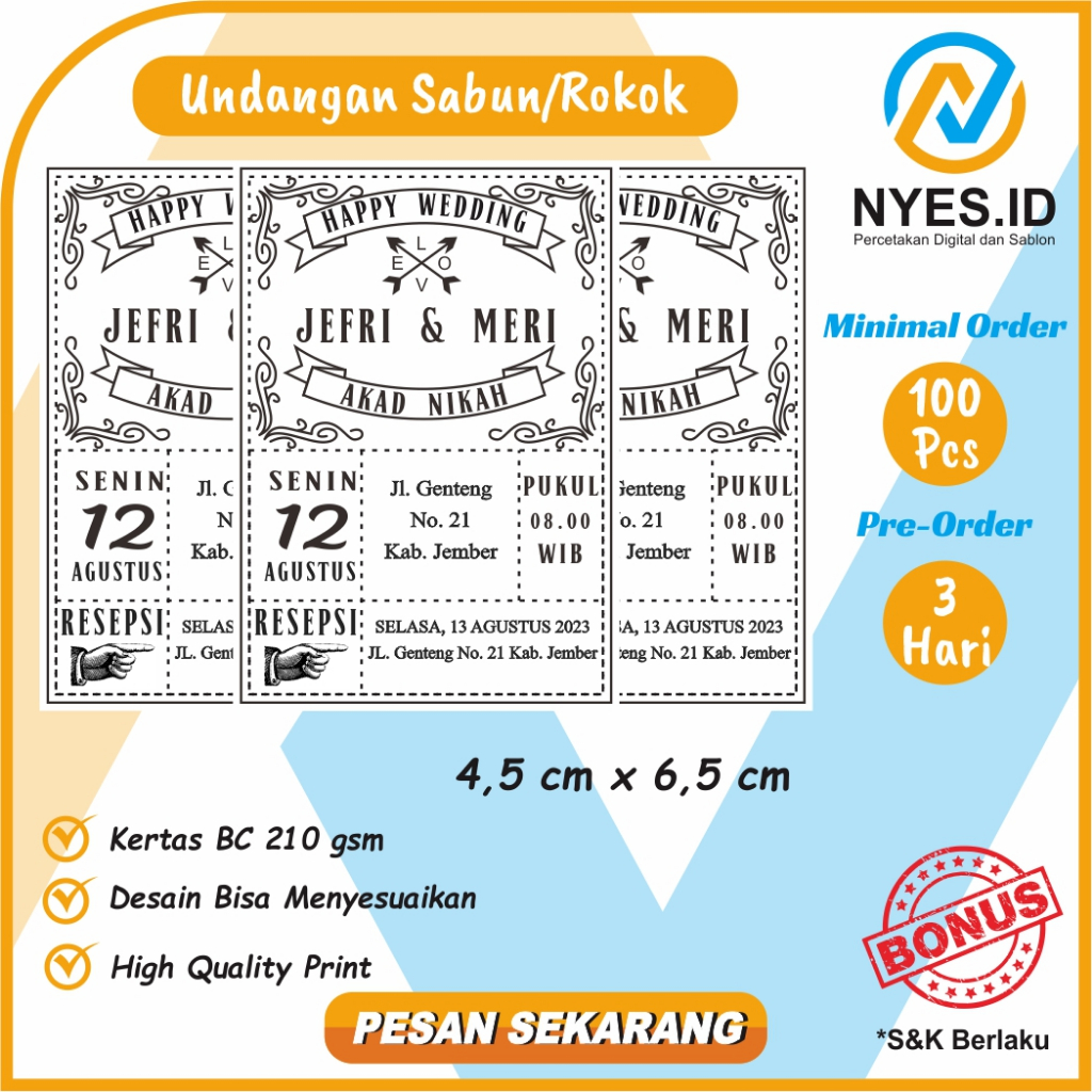 Jual Undangan Tempel Besek/Sabun/Rokok 100 Pcs | Shopee Indonesia