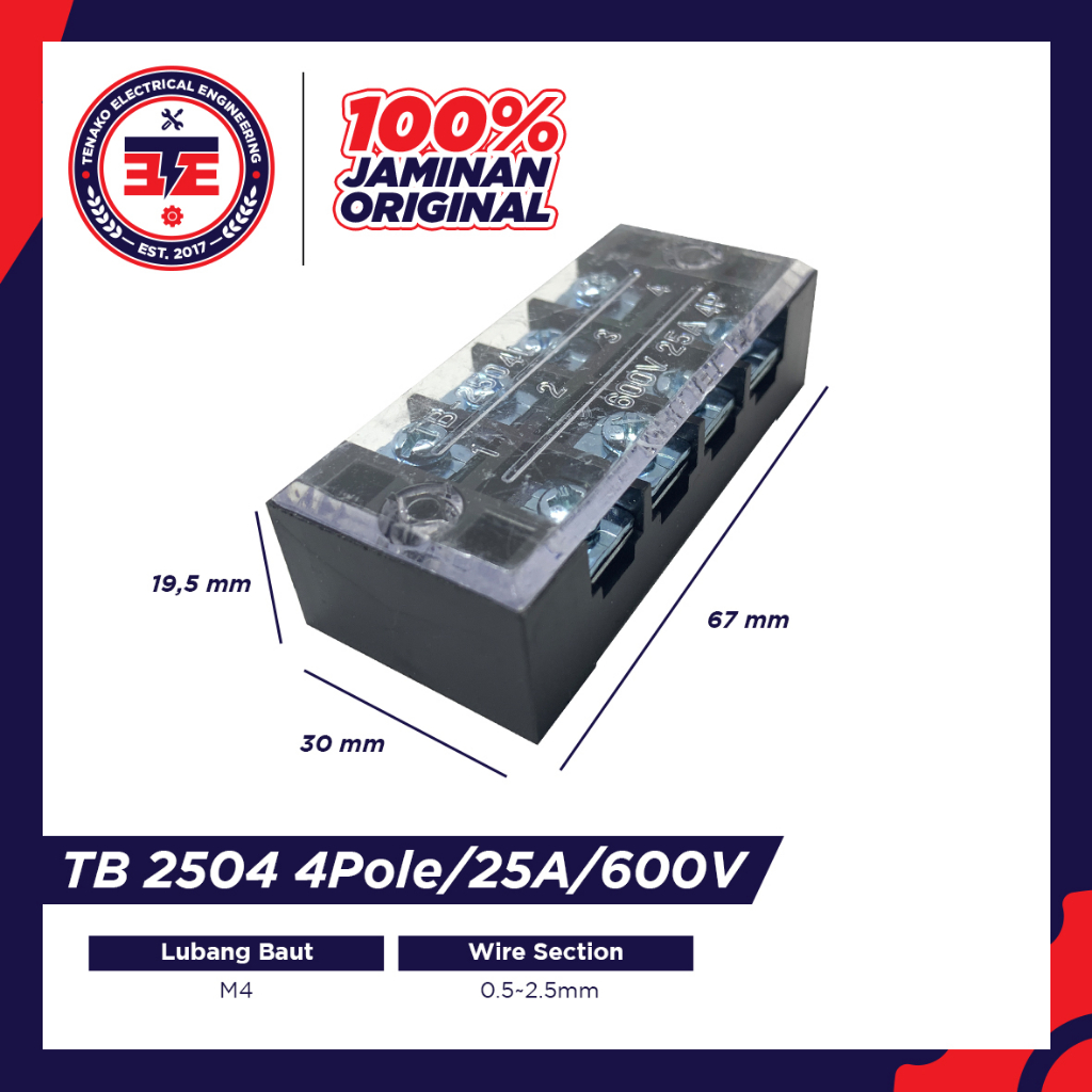 Jual Terminal Block Kaca 25A TB-2503 TB-2504 TB-2506 TB-2512 3P 4P 6P 12P | Shopee Indonesia