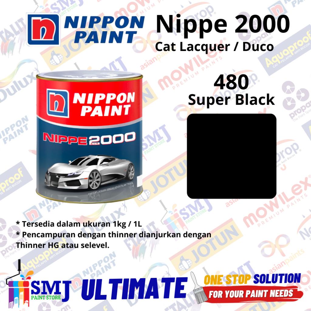 Jual Cat Duco Mobil, Besi dan Kayu NIPPON PAINT NIPPE 2000 480 Warna Super Black / Hitam Kilap ...