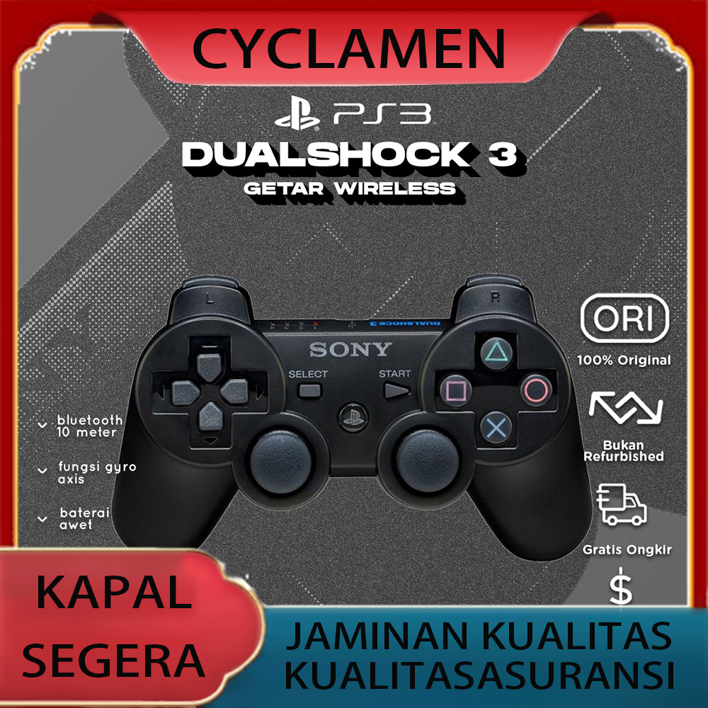 Jual Dual Shock Vibration Function PS3/2 Wireless Joystick Gamepad 2.4 ...