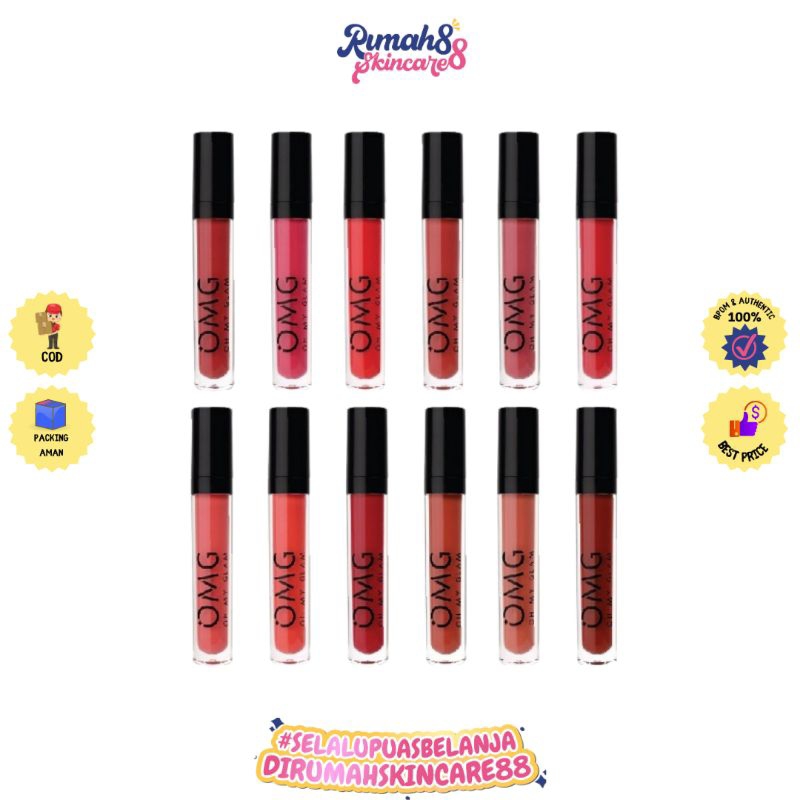 Jual RSC 88 - OMG Oh My Glam Matte Kiss Lip Cream 3.5g Halal Original ...
