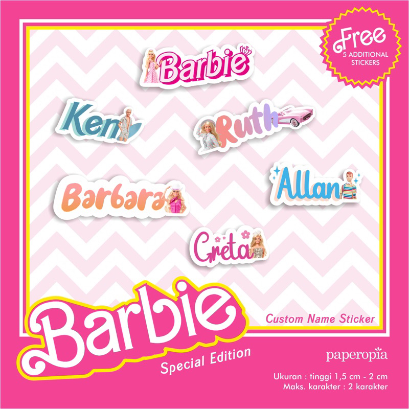 Jual Stiker nama BARBIE series SPECIAL EDITION by paperopia , sticker ...