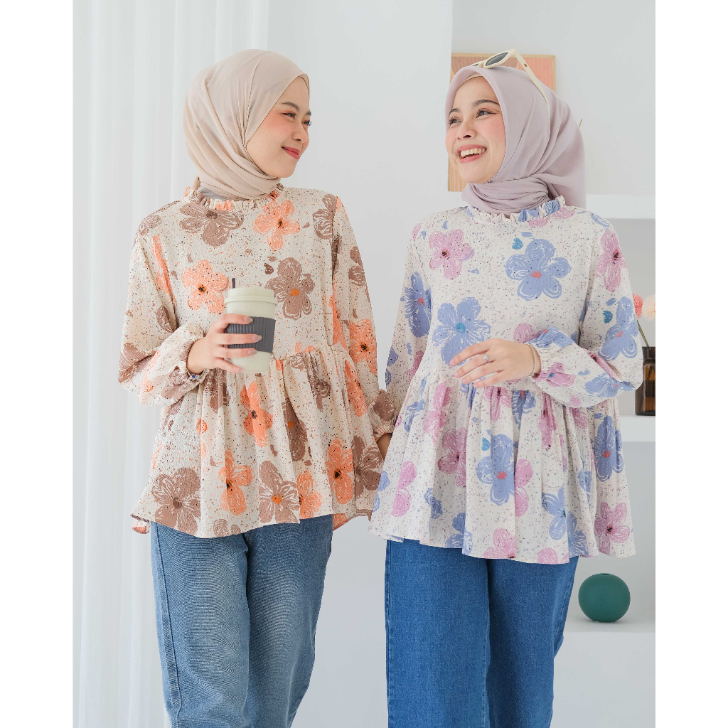 Jual Mayoutfit Lonzya Blouse | Atasan Crinkle Layer Motif Floral Bunga Kerah Frill | Shopee ...