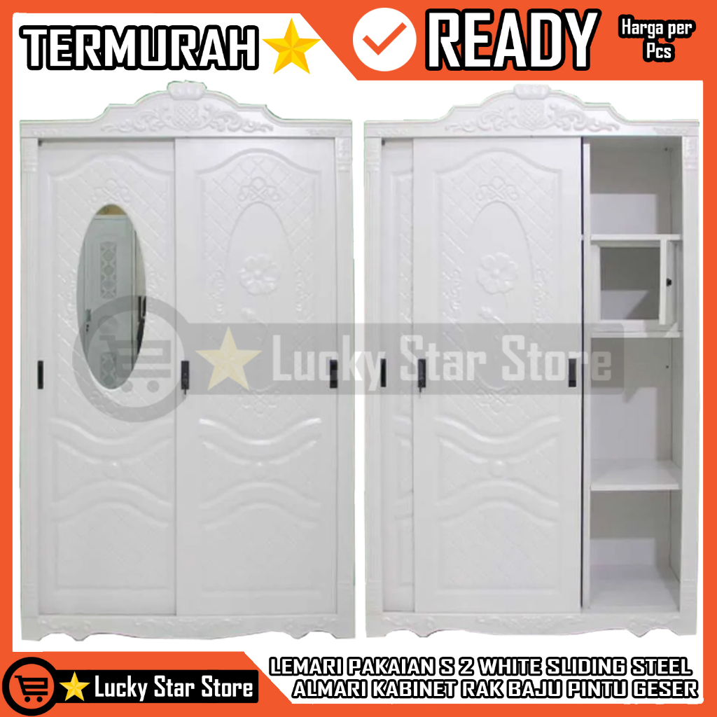 Jual [Kargo] LEMARI PAKAIAN BAJU 2 PINTU S2 SLIDING STEEL WARDROBE ...