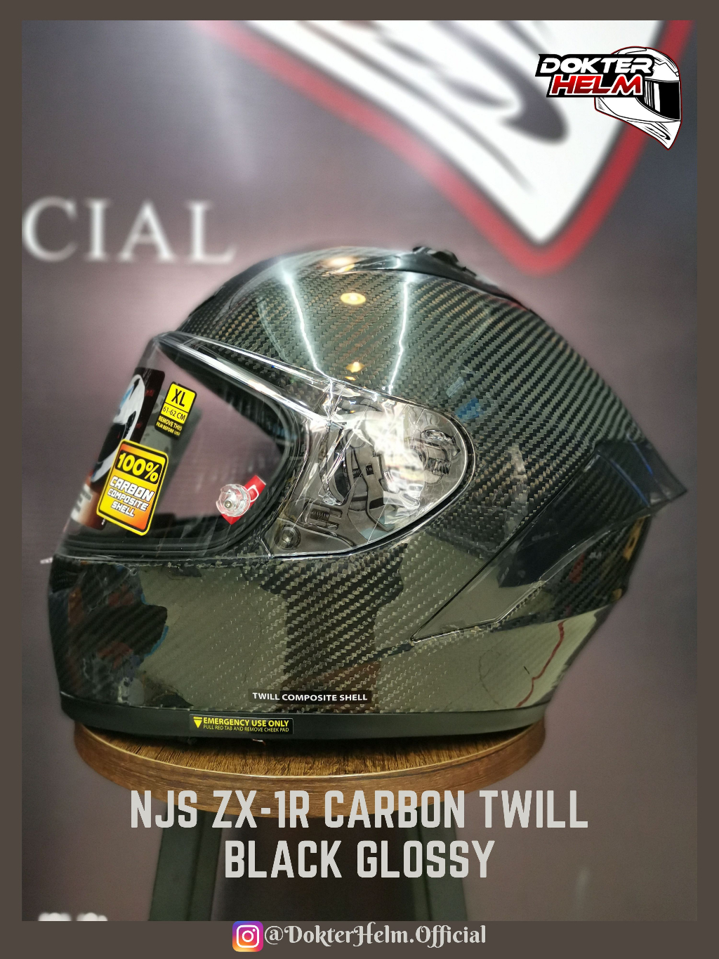 Jual HELM NJS FULL FACE CABON TWILL BLACK GLOSSY | Shopee Indonesia