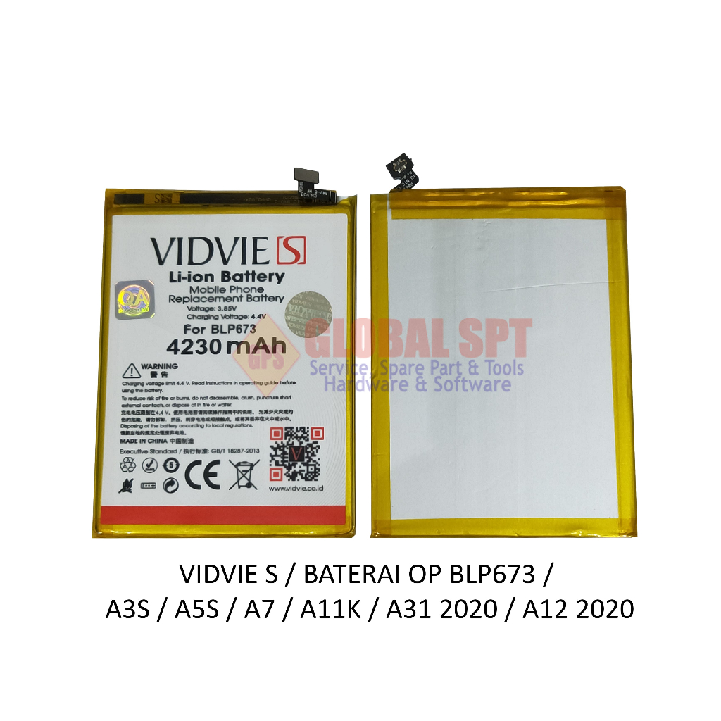 Jual VIDVIE S / BATERAI OPPO BLP673 / A3S / A5S / A7 / BATRE A11K / A31 ...