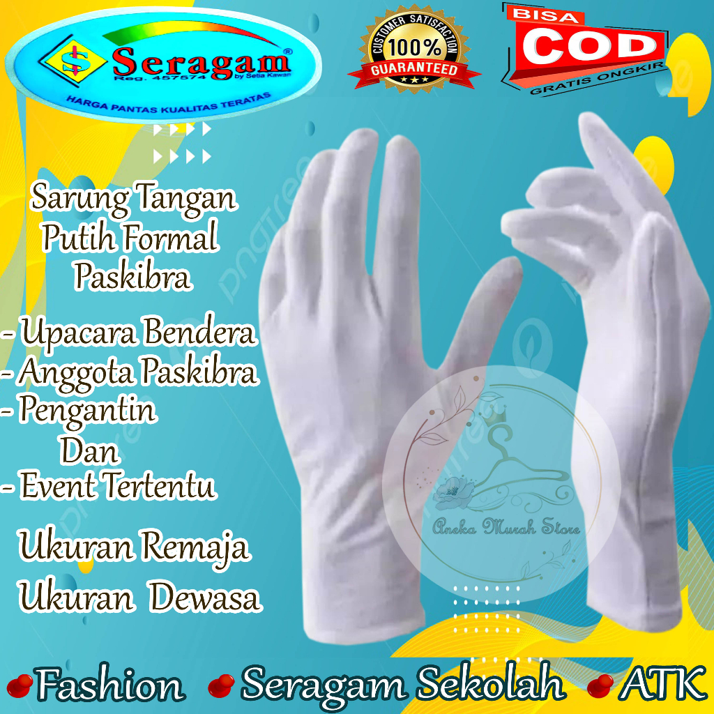 Jual Sarung Tangan Putih Polos Paskibra Upacara Ukuran Remaja / Dewasa ...