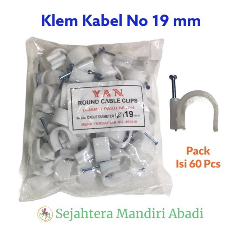 Jual Klem Kabel Yan No 19 Paku Beton (19mm) Yan Per Pack Isi 60 Pcs ...