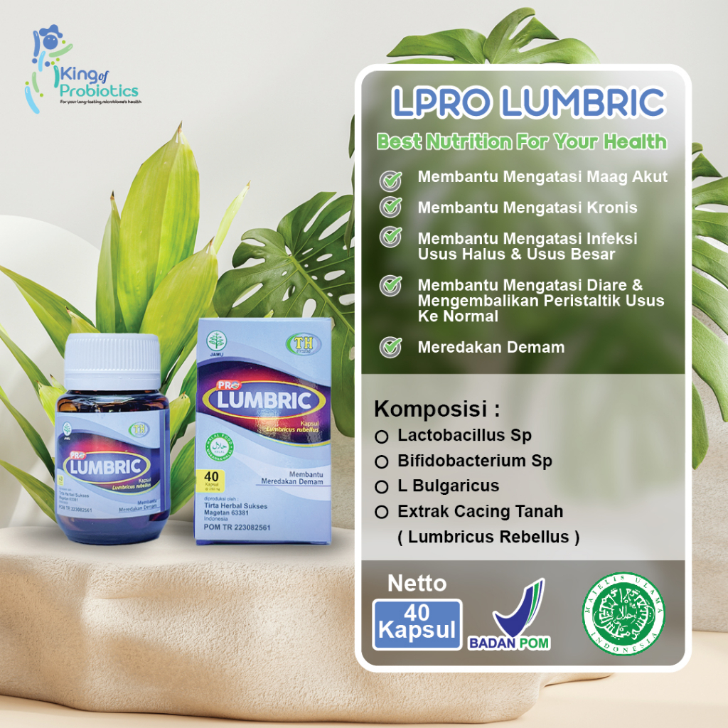 Jual Bioth L Pro Lumbric Probiotik Herbal Alami 40 Kapsul Membantu ...