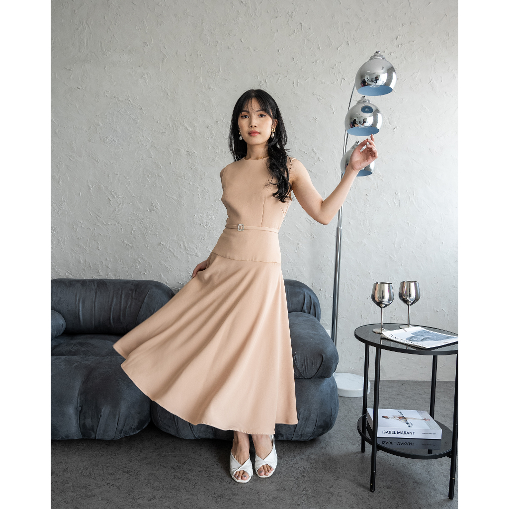 Jual Veranda Dress | Gaun Gabardine Cream Polos Basic Mewah Premium ...