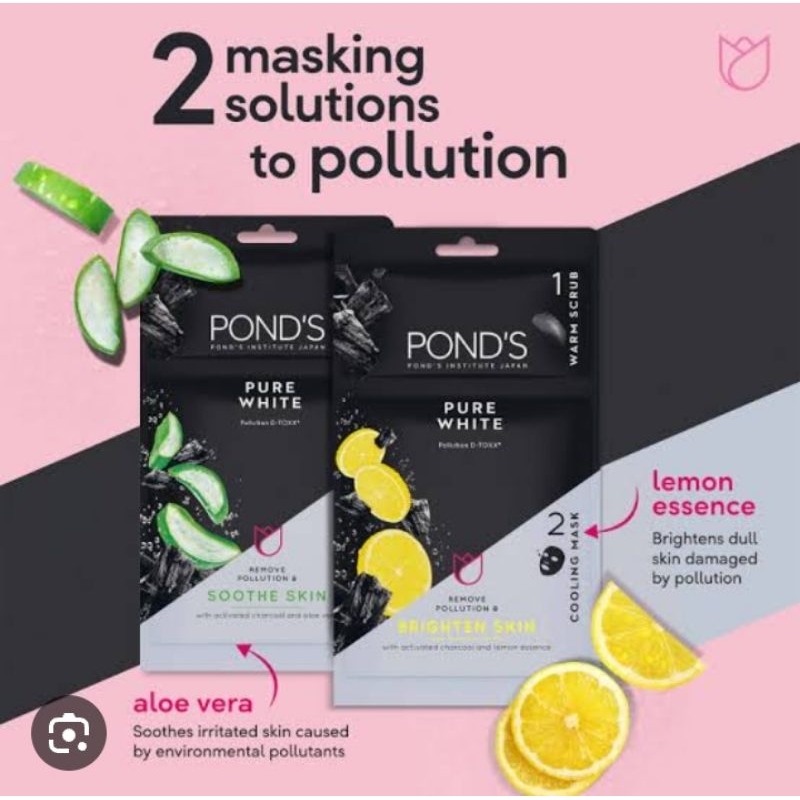 Jual POND'S Pure White 2- in-1 Sheet Mask 25gr | Shopee Indonesia