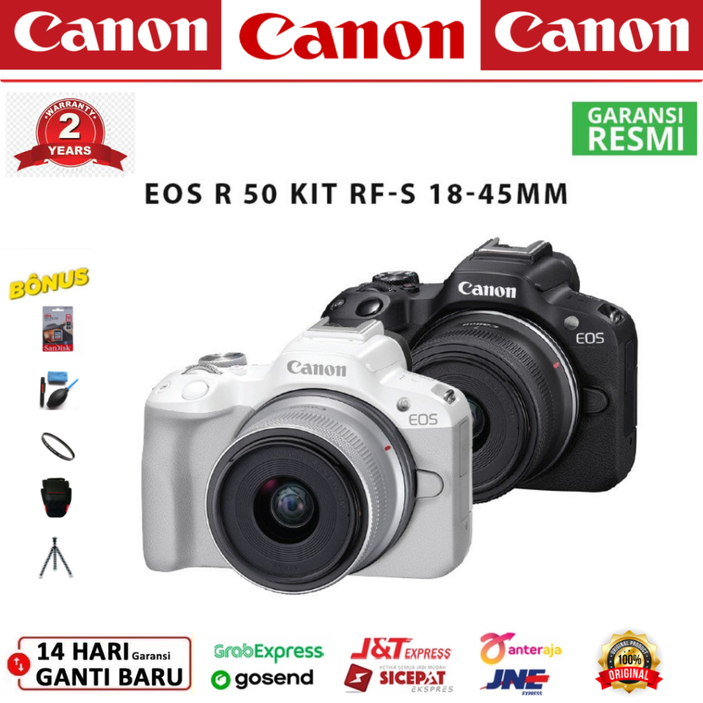 Jual Canon EOS R50 Kit RF-S 18-45mm STM | Shopee Indonesia