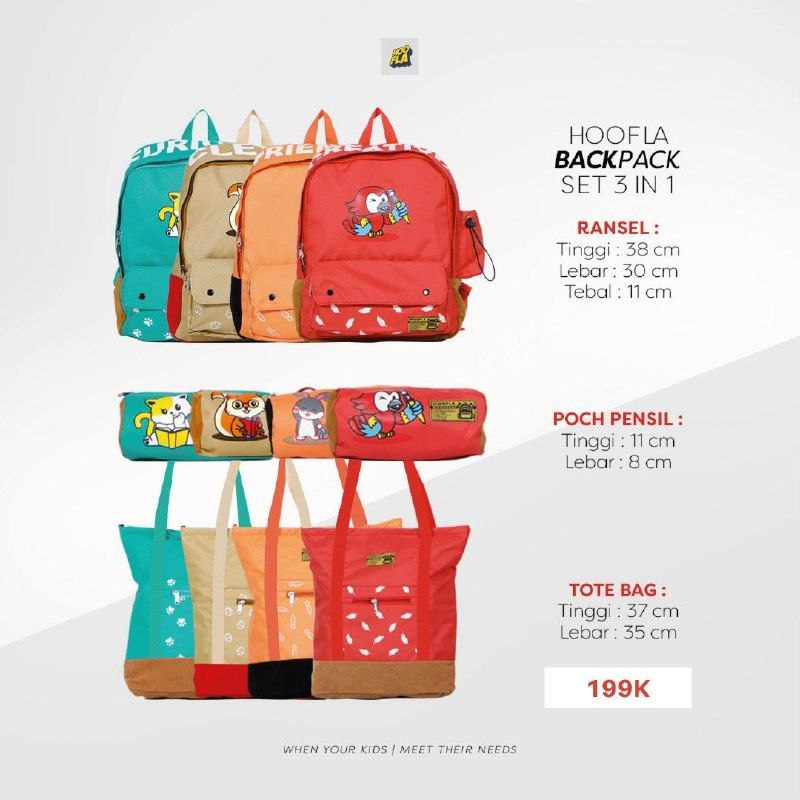 Jual HOOFLA BACKPACK SET 3 in 1 | Shopee Indonesia