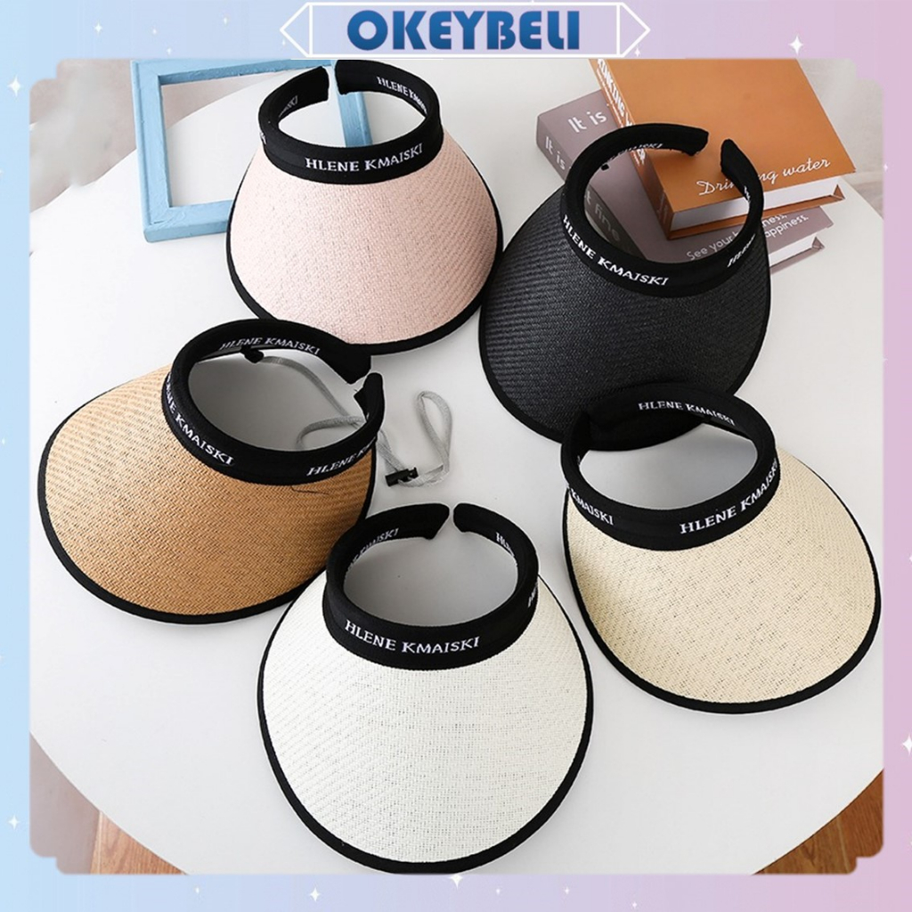 Jual •OKEY BELI•TP1350 Topi Pantai Wanita Korea Rajut Jerami topi Golf Musim Panas Summerhat ...