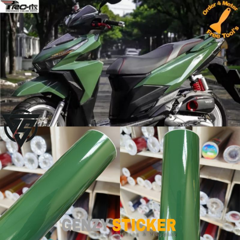 Jual stiker skotlet hijau army sticker hijau tua scotlet darkgreen glossy mengkilat | Shopee ...