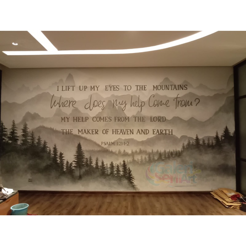 Jual Jasa lukis dinding mural | lukisan dinding tema alam tulisan ...