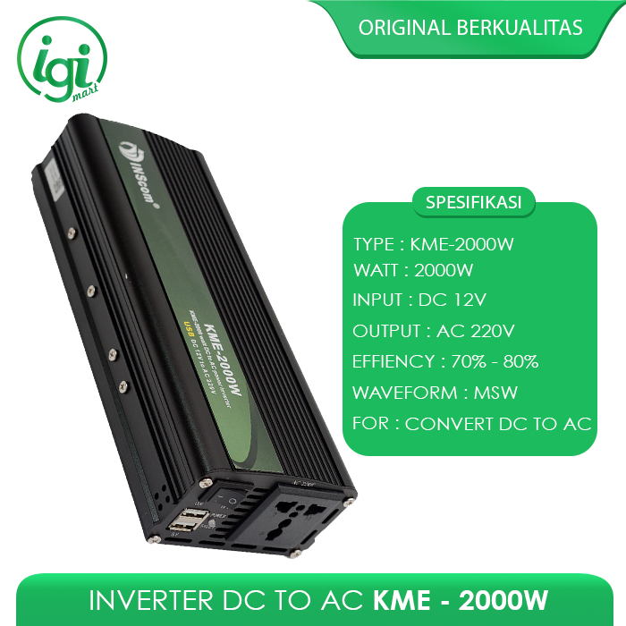 Jual POWER INVERTER 2000 WATT DC 12V TO AC 220V INSCOM | Shopee Indonesia