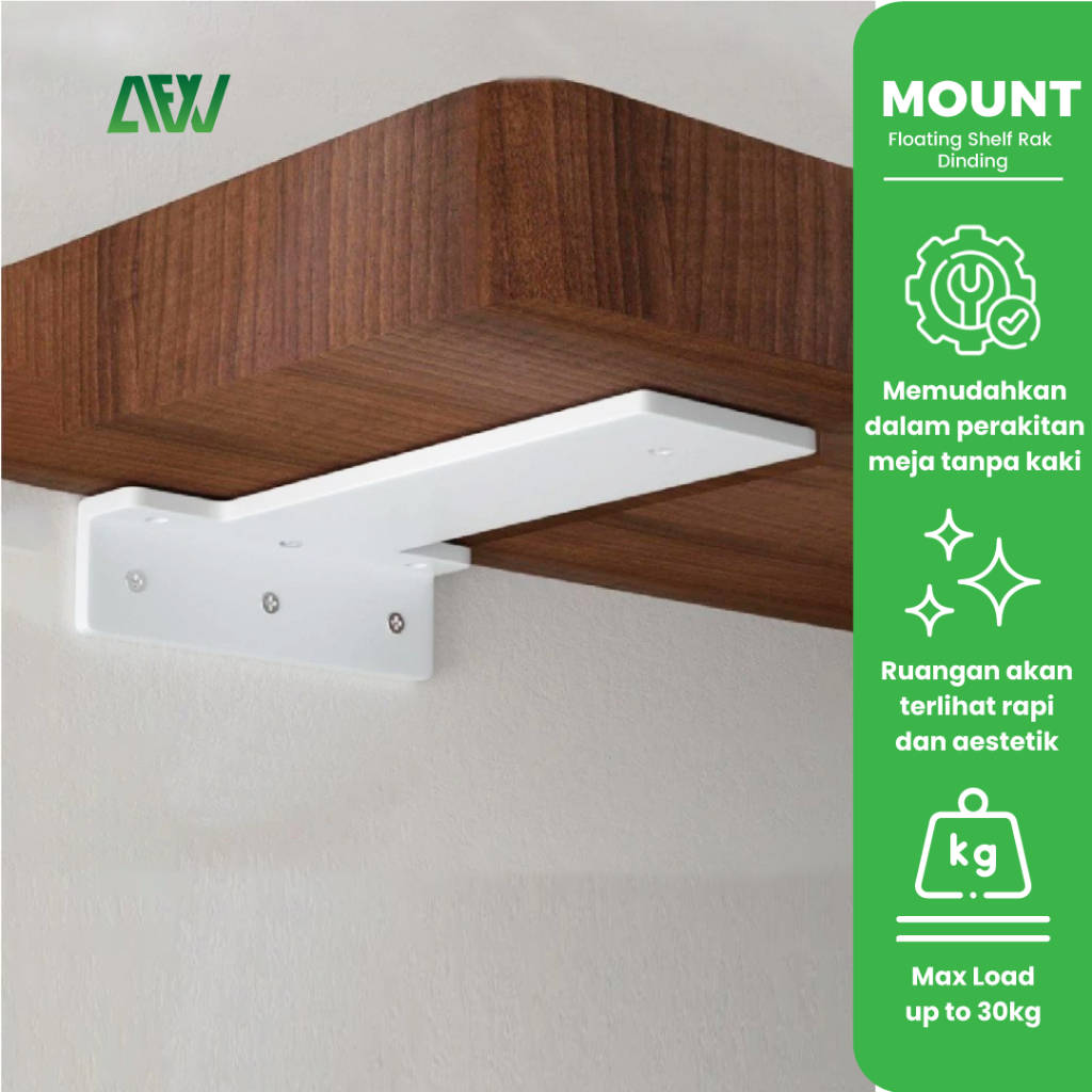 Jual MOUNT Invisible Rak Alas L Shaped Besi Wall Load Bearing Support ...