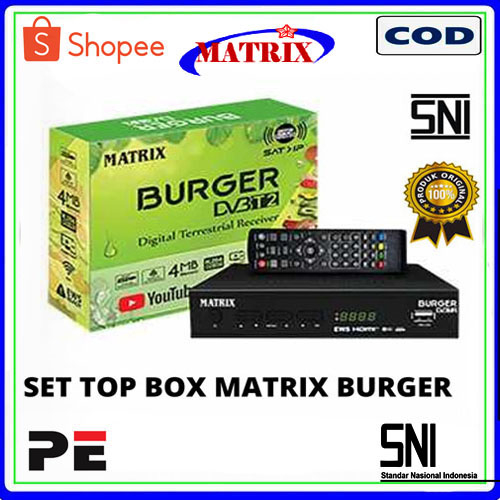 Jual Set Top Box TV Digital Matrix Burger Hijau STB DVB T2 HD EWS | Shopee Indonesia