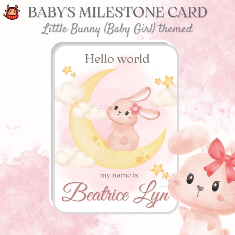 Jual Baby Milestone Card Dragon | Bunny / Rabbit girl new Design ...