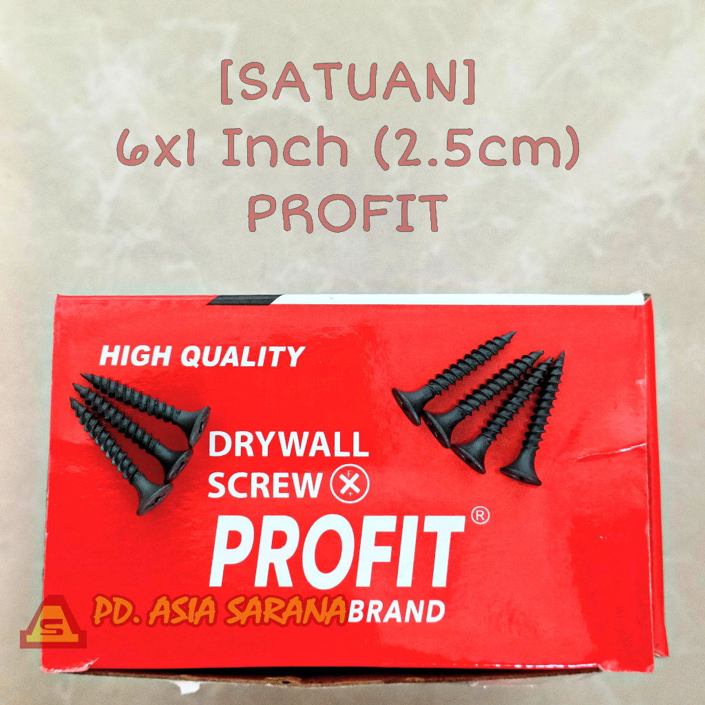 Jual [PROFIT] Skrup Gypsum 6x1" Inch Hitam Drywall Screw Baut Paku 2.5cm | Shopee Indonesia