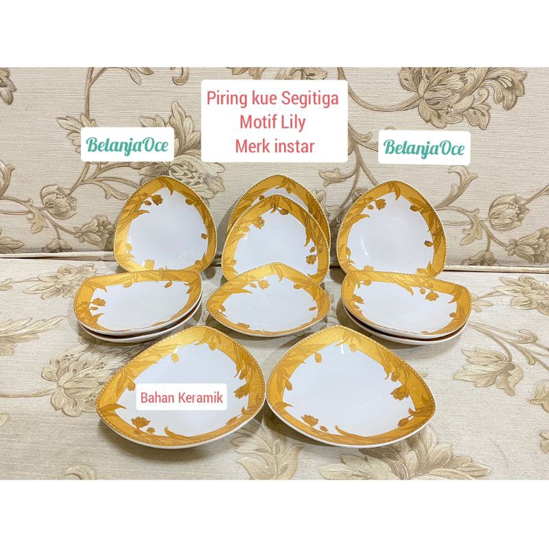 Jual Piring kue Keramik inStar Motif Lily / Padi 1Lusin (12 Pcs) | Shopee Indonesia