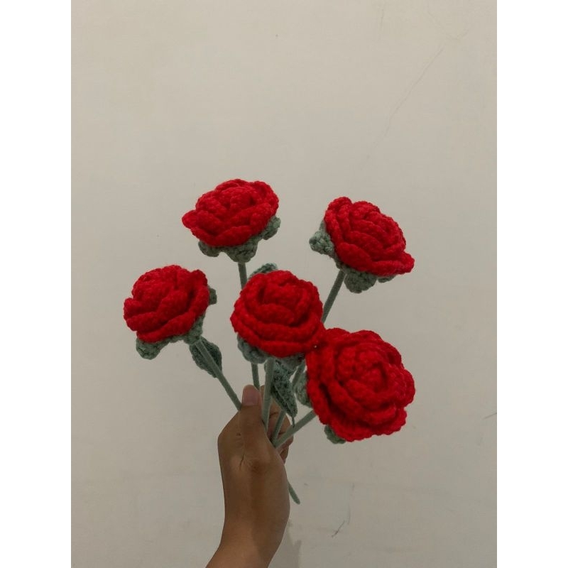 Jual Bunga Rajut Mawar | Bunga Rajut | Crochet | Buket Bunga Rajut ...