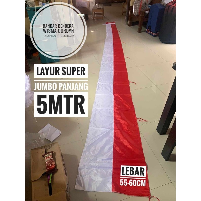 Jual BENDERA MURAH/UMBUL UMBUL MURAH/LAYUR PANJANG JUMBO PANJANG 5 METER | Shopee Indonesia