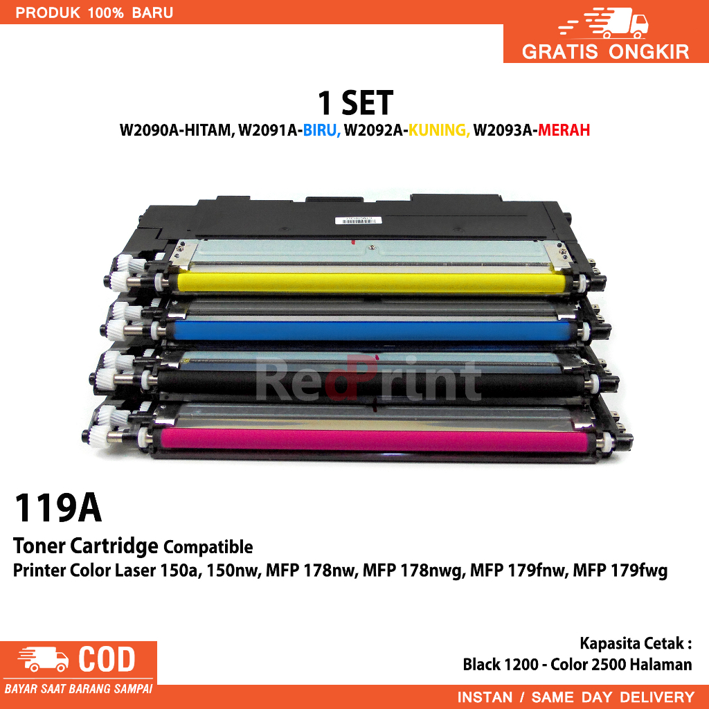 Jual Toner cartridge 119A Printer Color Laser 150a, 150w, MFP 179fnw ...