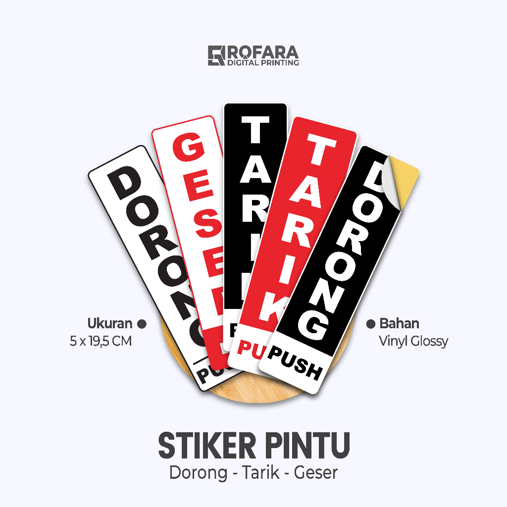 Jual Stiker Pintu Dorong - Tarik - Geser | Bahan Vinyl | Ukuran 5 x 19 ...
