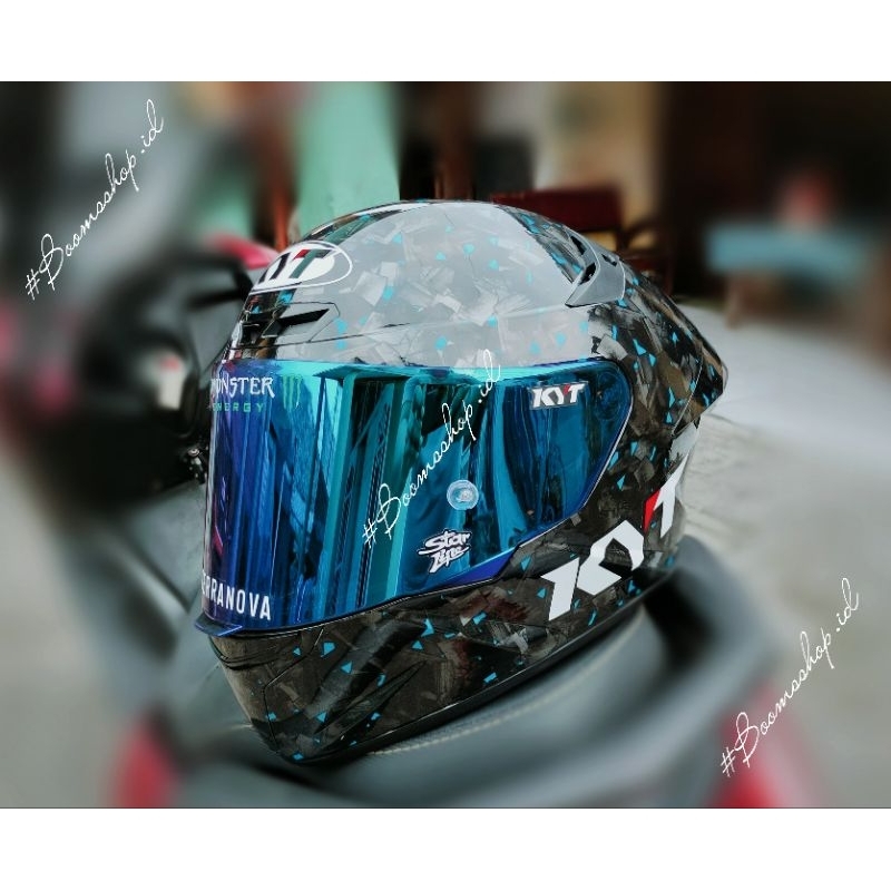 Jual helm kyt tt course repaint WD Carbon porged blue | Shopee Indonesia