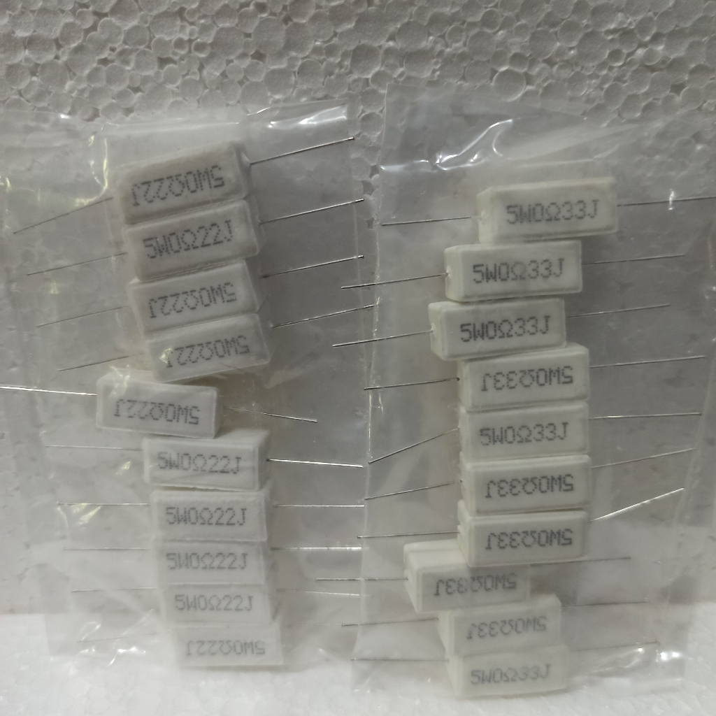 Jual R KAPUR isi 10pcs UKURAN LENGKAP 5W0.33J/5W0.22RJ/5W10R0J/5W.05ohm5J | Shopee Indonesia