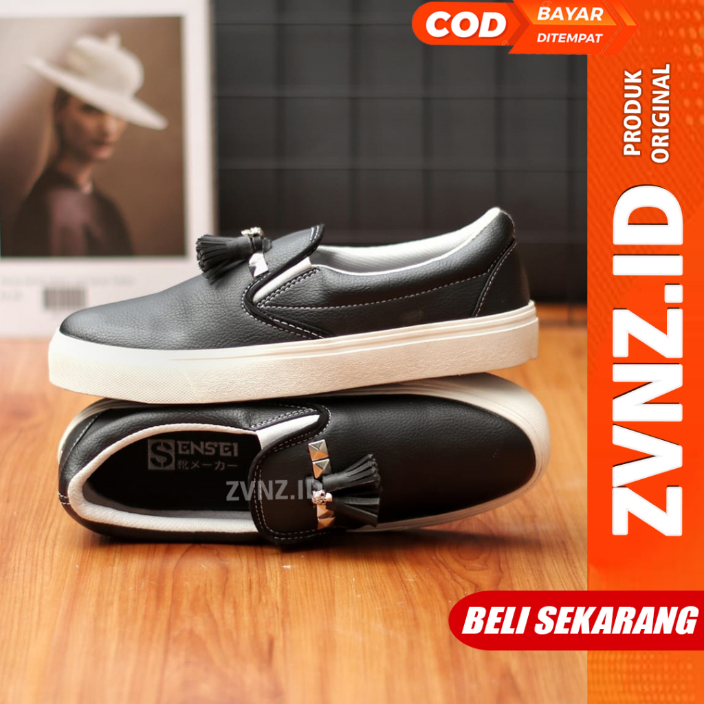 Jual ZVN Klok Skull Sepatu Slip On Pria Casual Original Simple Kerja Kantor Kuliah | Shopee ...