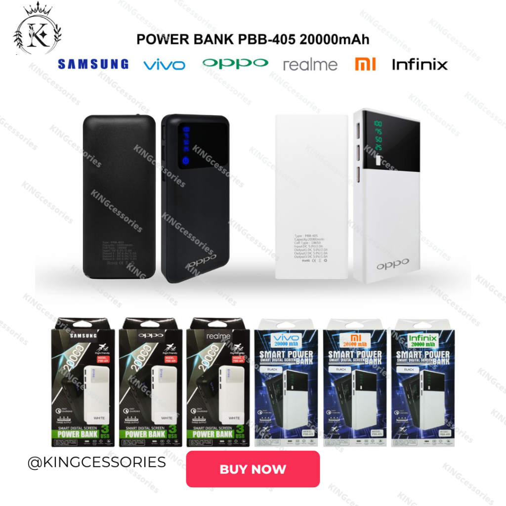 Jual Power bank PBB-405 Power bank all Brand 20000mah branded high ...