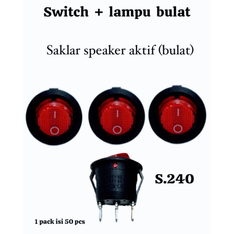 Jual Saklar Sakelar Swicth Rocker AC On-Off Bulat Lampu 3 Kaki | Shopee ...